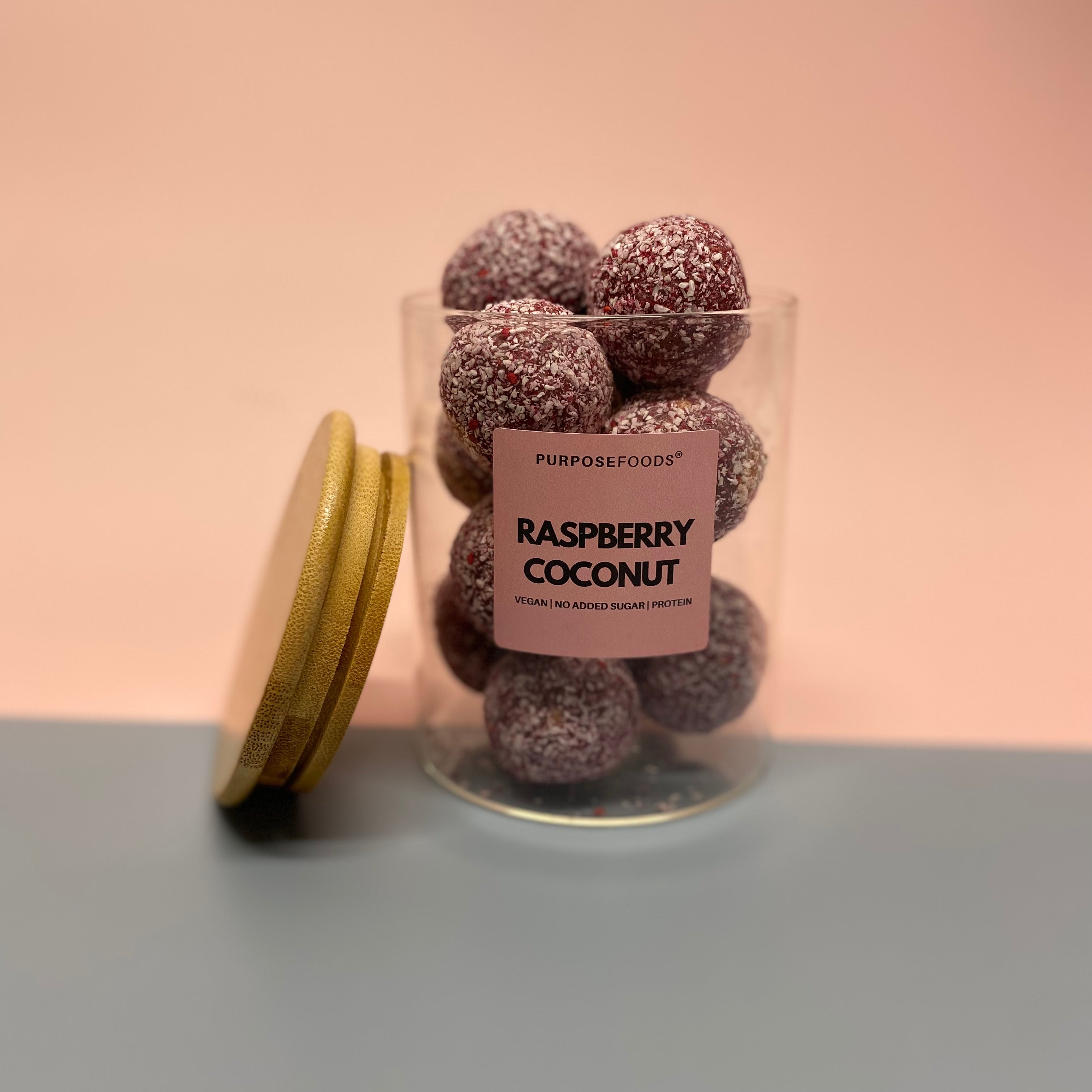 RASPBERRY COCONUT PROTEIN BALL (V) – Purpose Foods Ltd